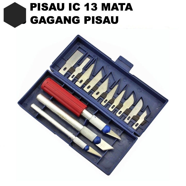 Jual Pisau Ic 13 MAta Alat Ukir Pahat Kayu Pisau IC Acrylic Set ...