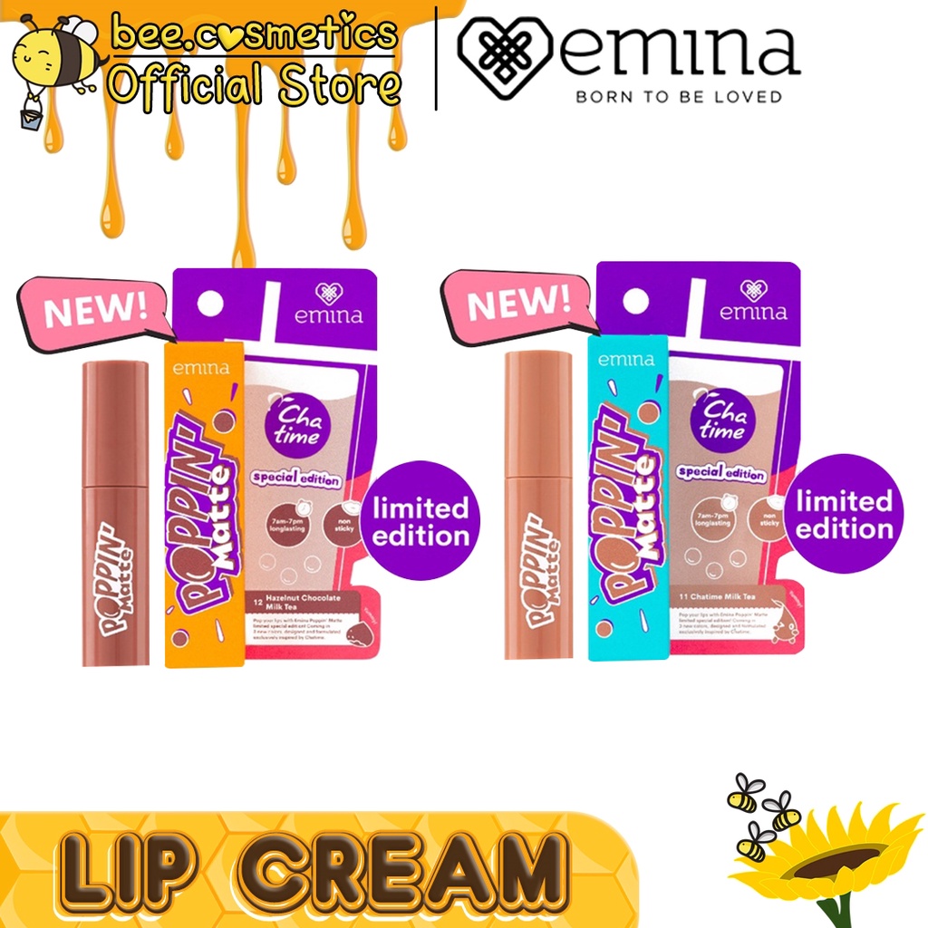 Jual EMINA X CHATIME POPPIN MATTE LIP CREAM SERIES | Shopee Indonesia