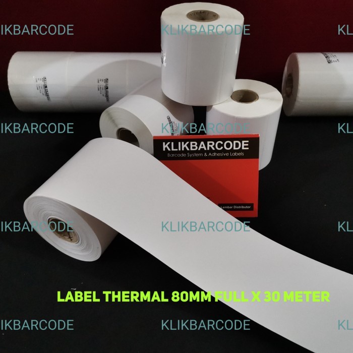 Jual LABEL STIKER BARCODE THERMAL 80MM FULL X 30M ETIKET KERTAS LABEL ...
