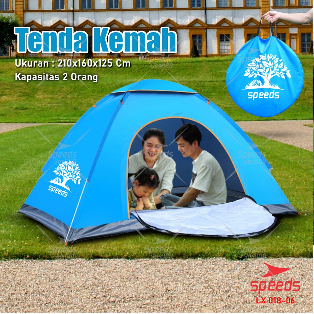 Jual SPEEDS Tenda Camping Biru Kapasitas 1-3 Orang Tenda Otomatis ...