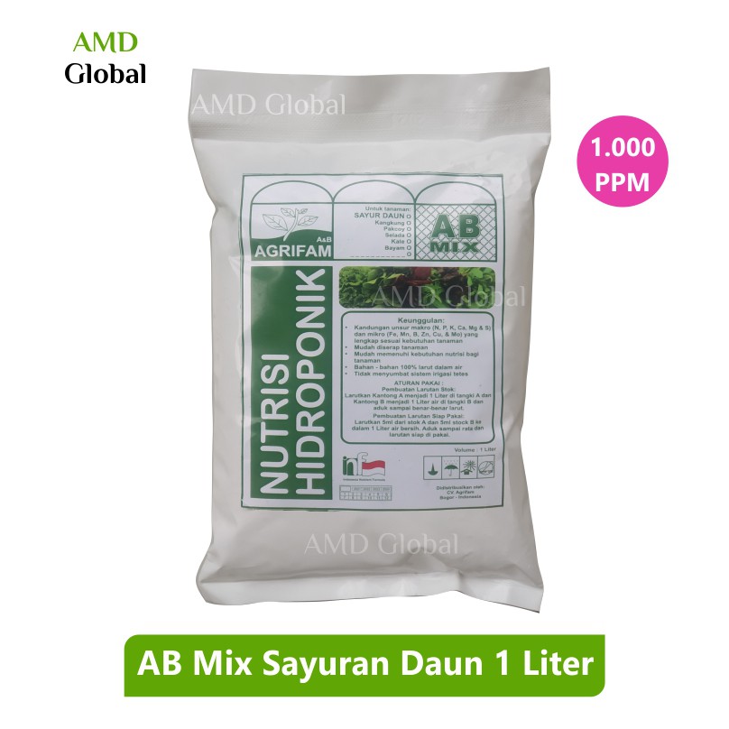 Jual Nutrisi Hidroponik AB Mix Sayur Sayuran Daun Agrifam 1 Liter ...