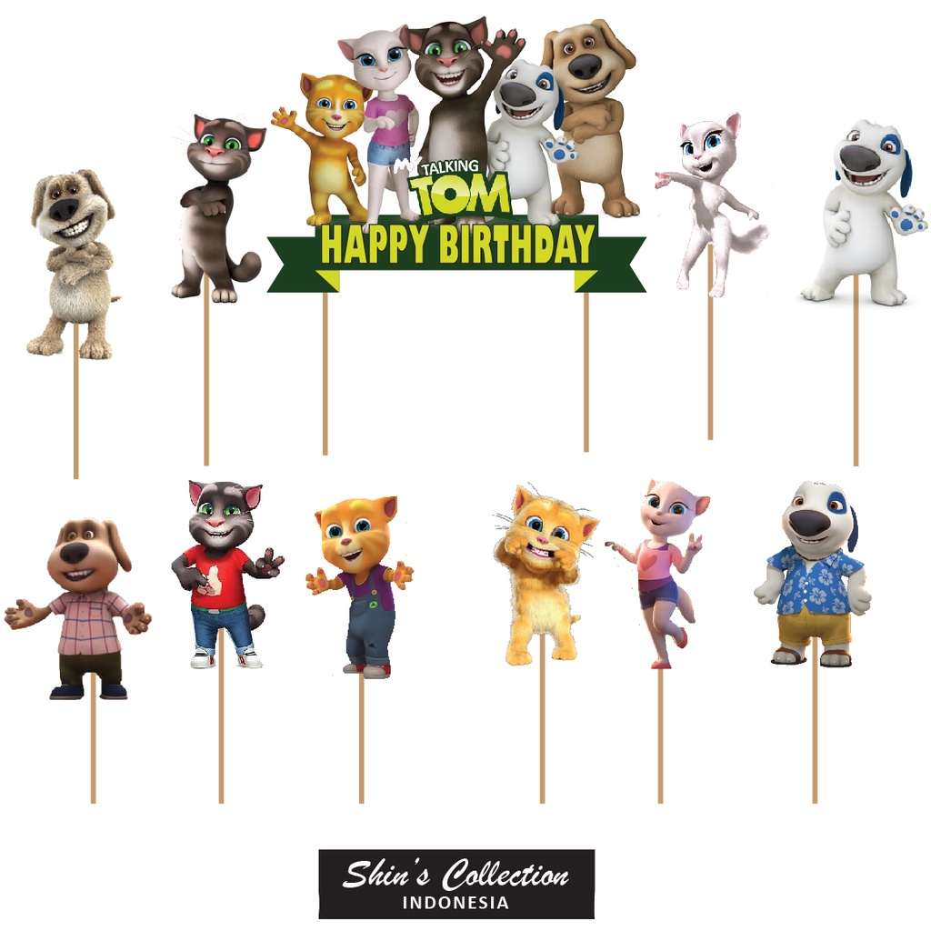 Jual Cake topper Talking Tom isi 11 pc | Shopee Indonesia