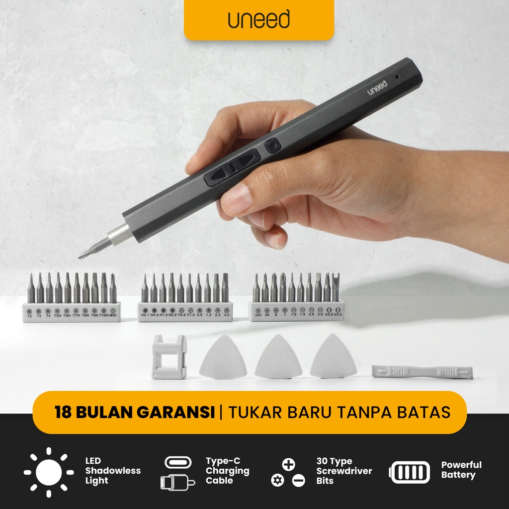 Jual UNEED Cordless Electric Screwdriver / Obeng Listrik 35 Set ...
