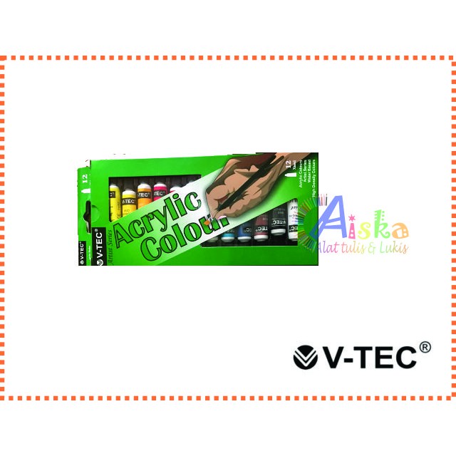 Jual VTec Acrylic Colours Set 12 (Cat akrilik V-tec set 12 warna ...