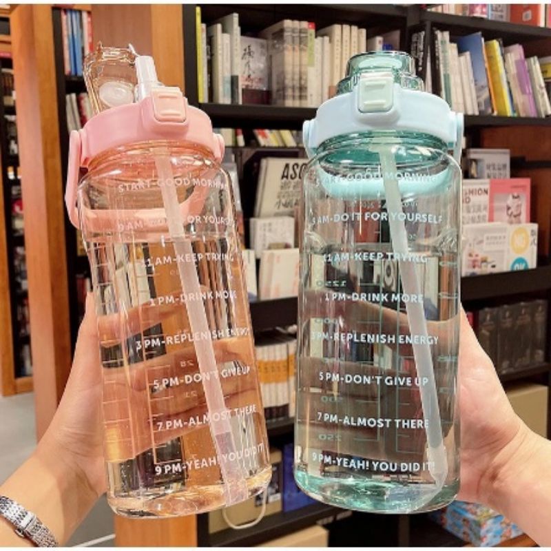Jual Botol Minum 2L Motivasi Rainbow Gradasi Viral Dengan Holder HP ...
