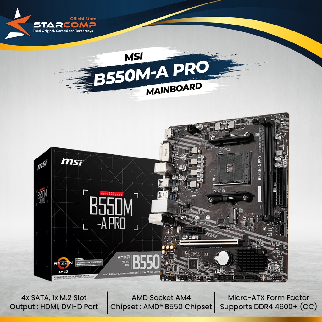 Jual MSI B550M-A PRO Motherboard AMD Ryzen AM4 Micro ATX B550 | Shopee ...