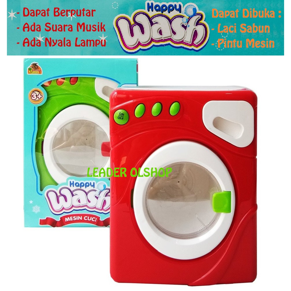 Jual MAINAN MESIN CUCI BESAR BERPUTAR OTOMATIS SUARA LAMPU HAPPY WASH ...