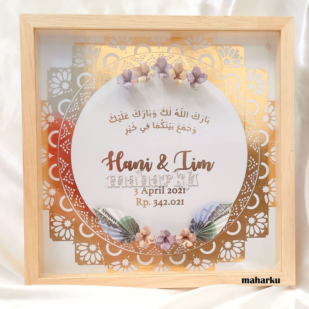 Jual Bingkai Mahar Pernikahan Uang Frame Rustic Hiasan Gold Mewah ...