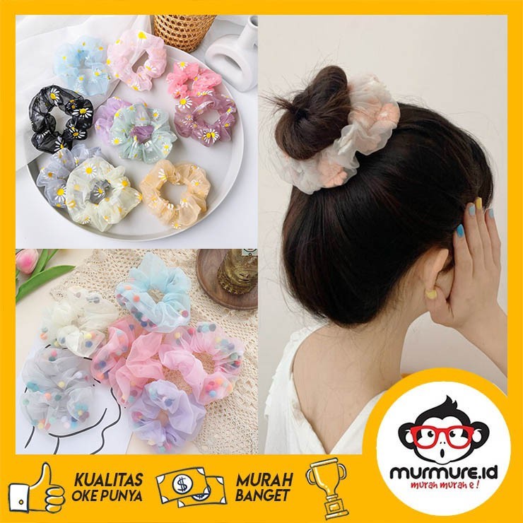 Jual MURMURE.ID | IKAT RAMBUT SCRUNCHIE CEPOL MODEL TRANSPARAN BUNGA ...