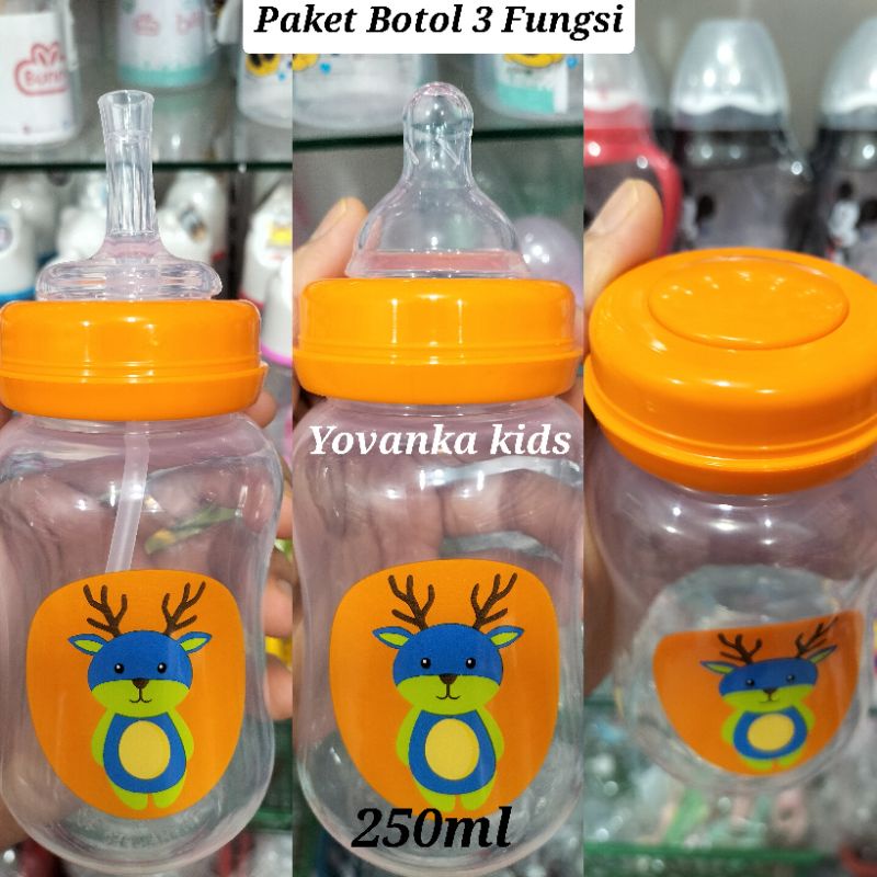 Jual Paket Botol Wide Neck Sedotan 3 Fungsi Dengan Botol Karakter 250Ml ...