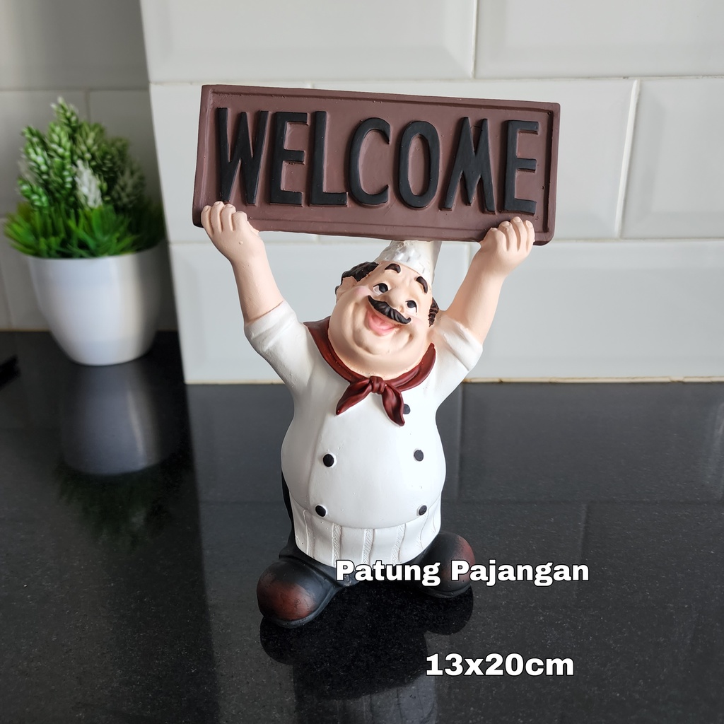 Jual Patung koki welcome pajangan chef statue decor dapur rumah cafe ...