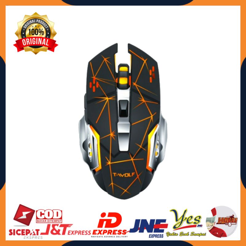 Jual [COD] MOUSE GAMING WIRELESS LED T-WOLF Q13 RGB SILENT MOUSE TWOLF ...