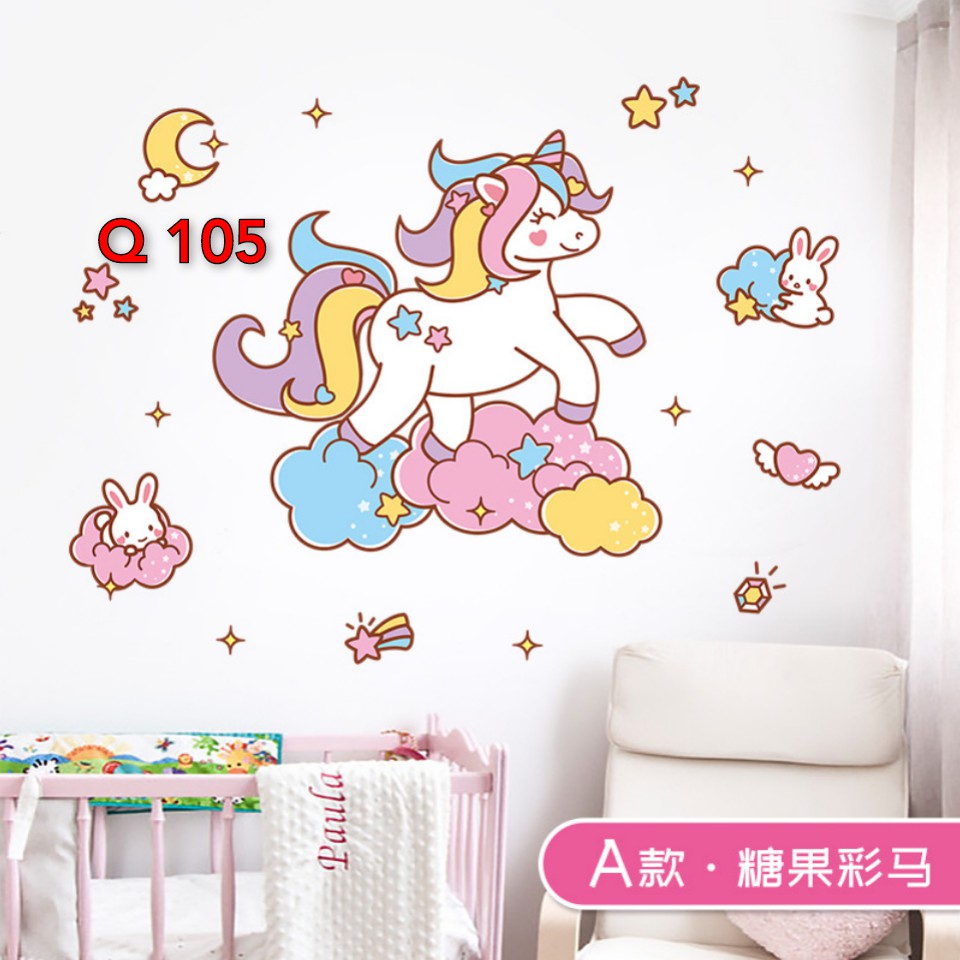 Jual GMWALLPAPER - Q105 AWAN UNICORN STIKER DINDING Q STIKER ANAK ...