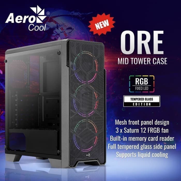 Jual Aerocool Ore Saturn FRGB - Tempered Glass Mid Tower Gaming Case ...