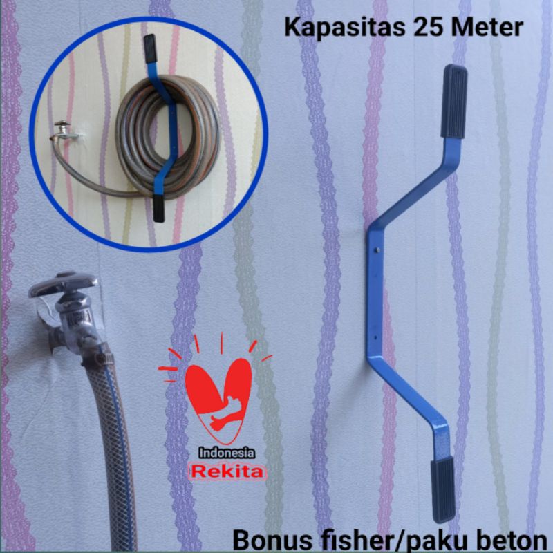 Jual Gantungan selang besi gulungan selang 25 meter rak selang tempel ...