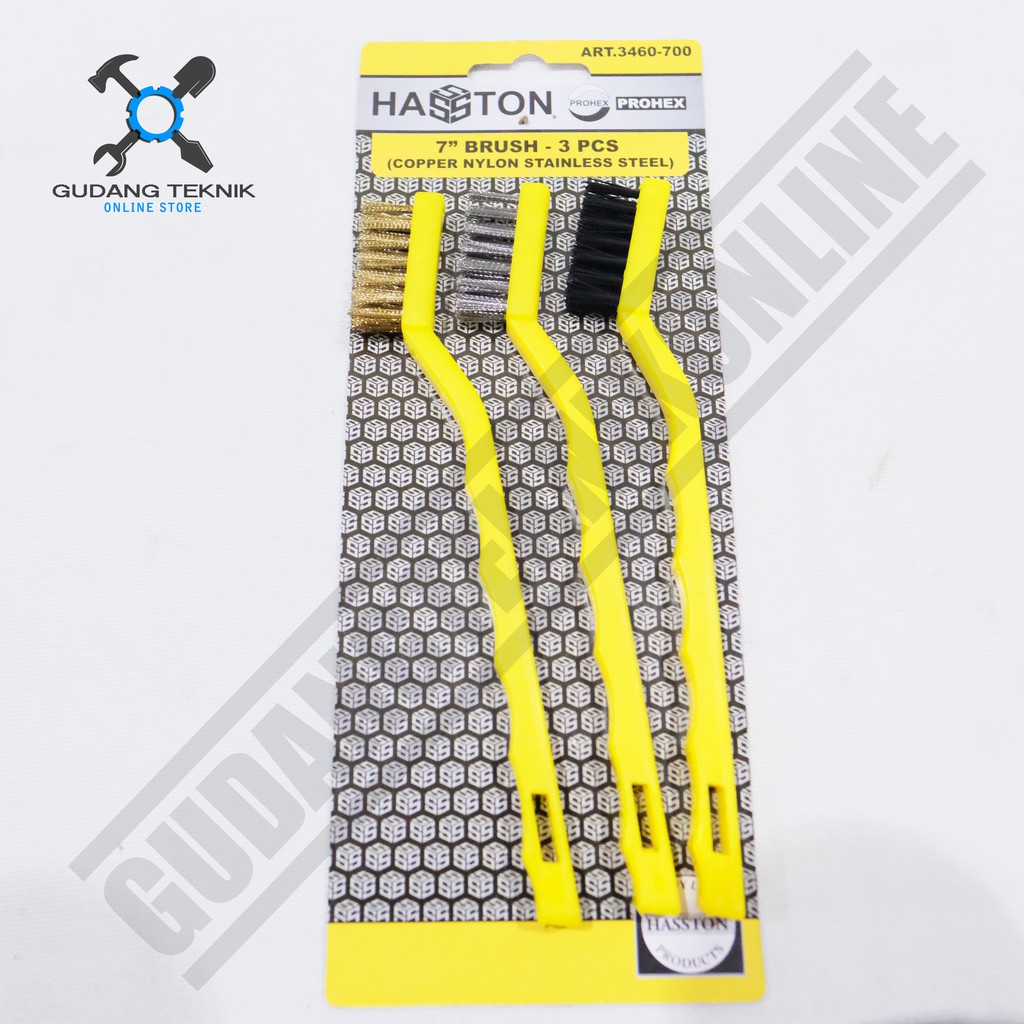 Jual HASSTON PROHEX / Sikat Kawat Baja Kuningan Nilon Mini Set 3pcs ...