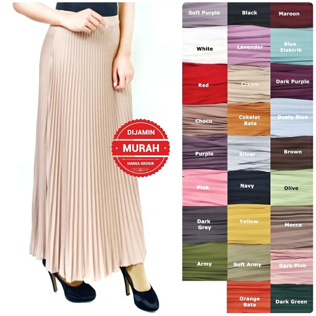 Jual Rok Plisket Panjang Muslim | Shopee Indonesia