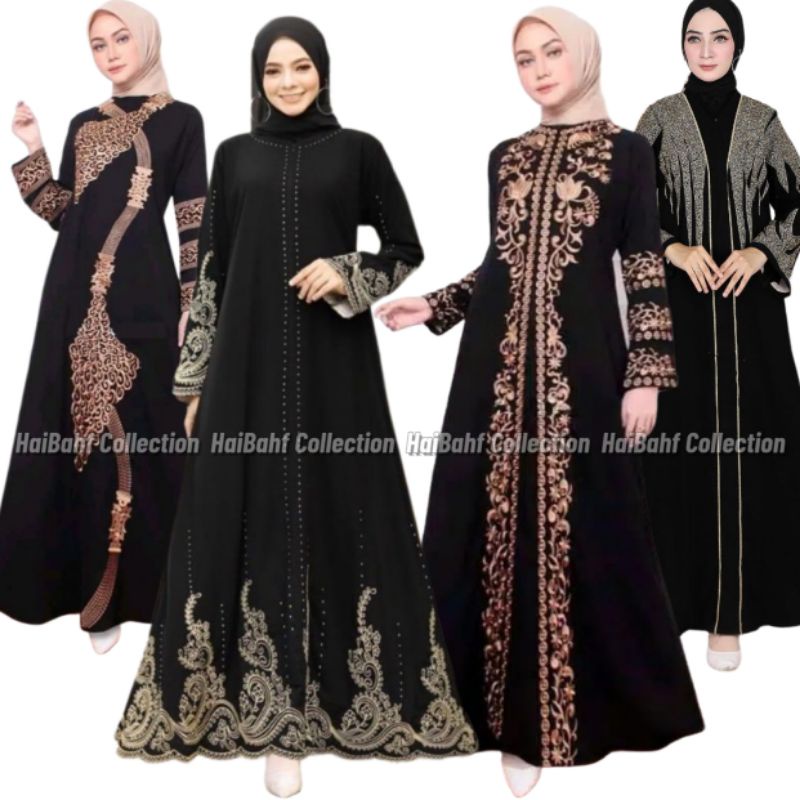 Jual Abaya hitam gamis arab turkey bordir dress arab bordir renda dubai ...