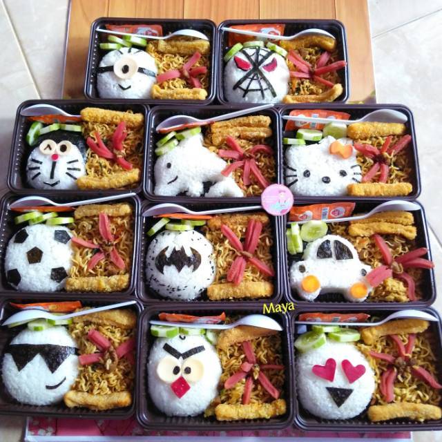 Jual Minimal 20pc Gojek Grab bento karakter anak nasi snack box nasi ...