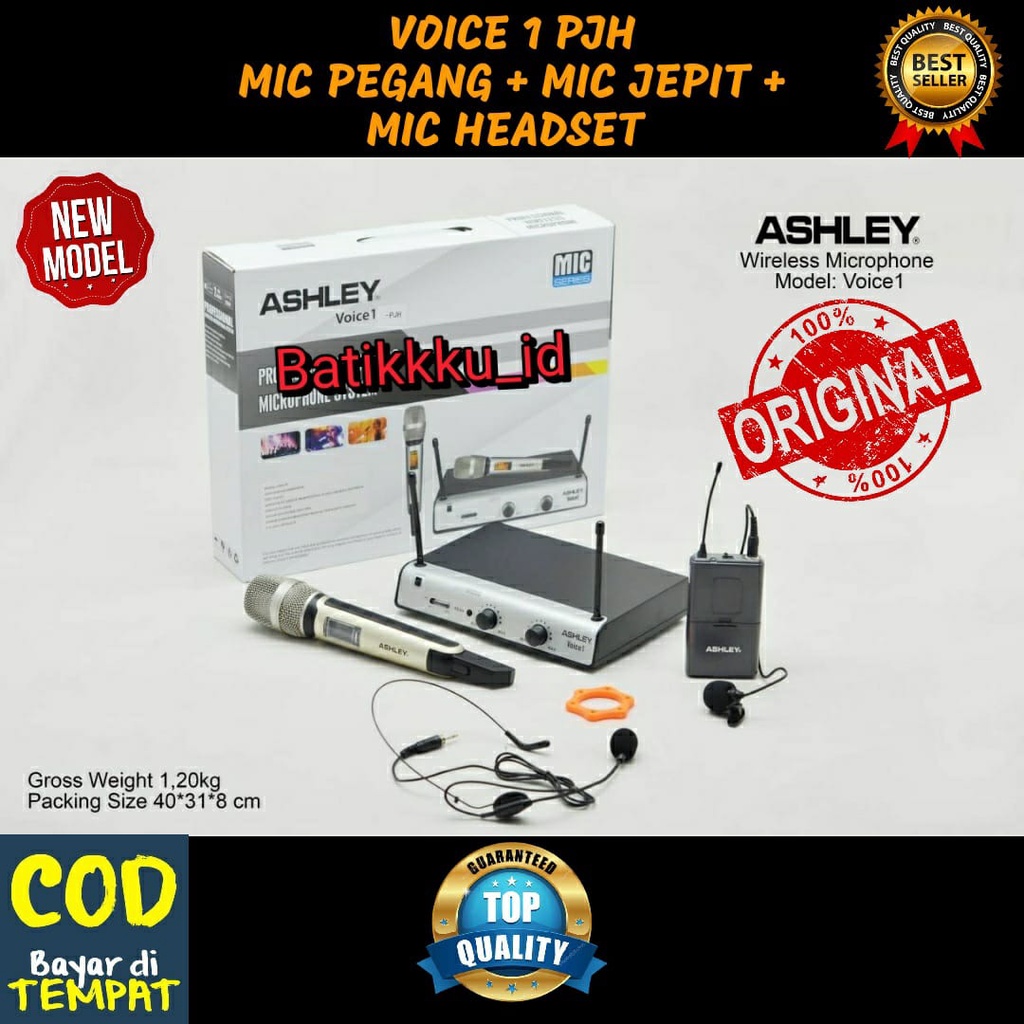 Jual Mic Wireless ASHLEY VOICE 1 VOICE1 ORIGINAL MIC PEGANG + JEPIT ...