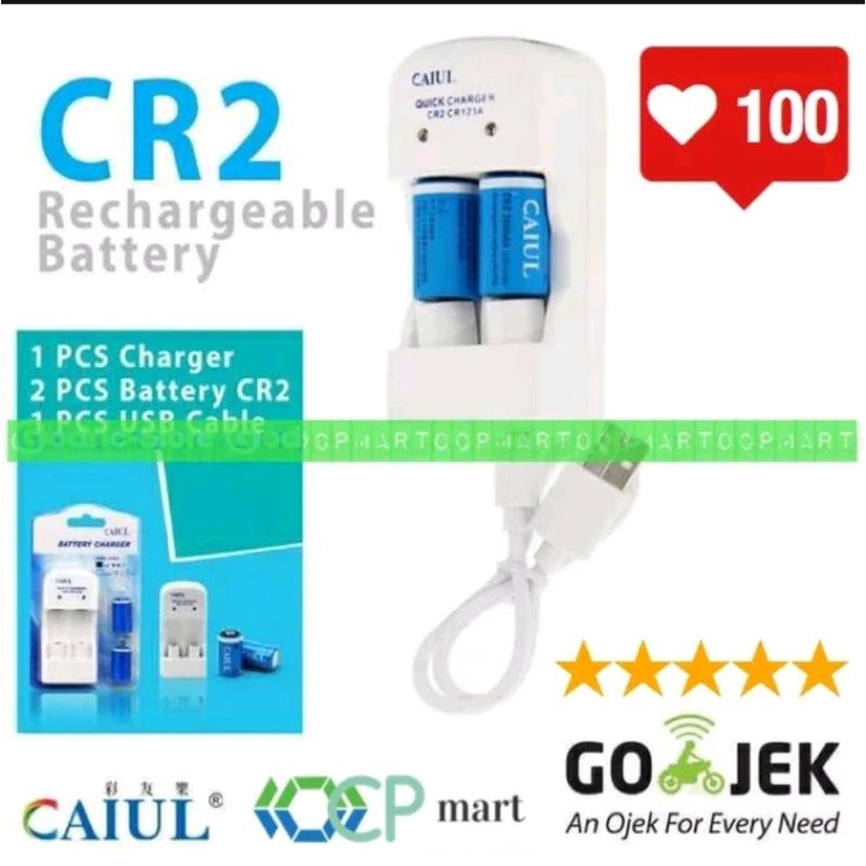 Jual Rechargeable Battery CR2 CR 2 Baterai CR2 Rechargeable Cas Charger ...