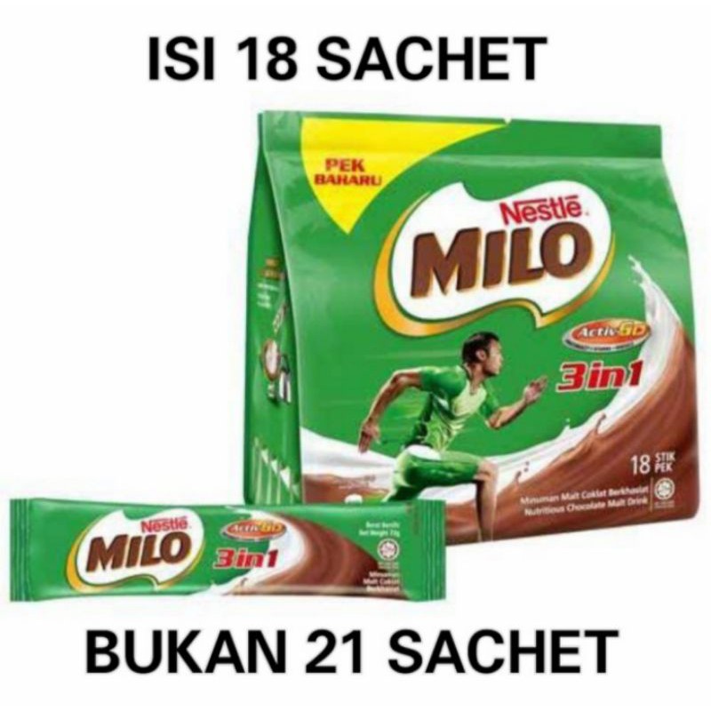 Jual MILO MALAYSIA 3 IN 1 ( 18 SACHET X 33 GRAM ) | Shopee Indonesia