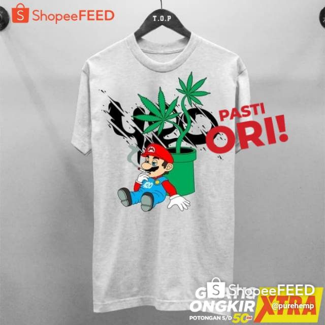 Jual T-shirt Super Mario 420 canabis white / baju kaos pria atau wanita ...