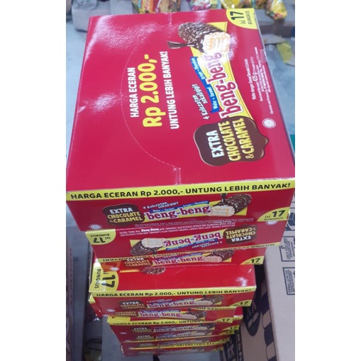 Jual beng beng merah coklat extra chocolate caramel isi 17pcs | Shopee ...