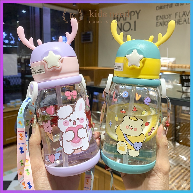Jual Botol Minum Tanduk Rusa Tali Sedotan/ Botol Minum Anak Lucu BPA FREE 600ml | Shopee Indonesia