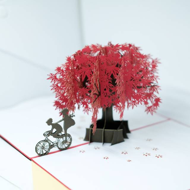 Jual Pop Up Card Sakura Merah Bike 3D- Sepeda Kartu Ucapan Cards Maple ...
