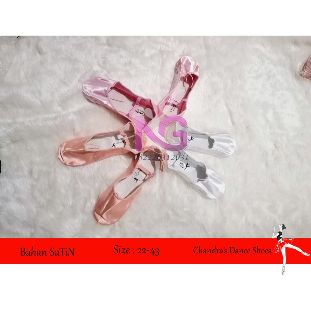 Jual sepatu ballet satin/ seaptu ballet chandra/ chandra dance shoes ...
