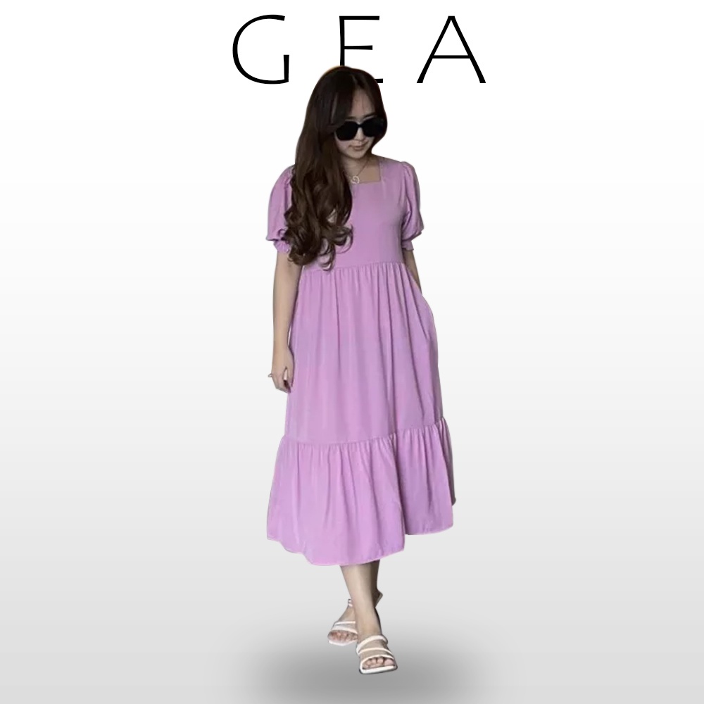 Jual Gea Midi Dress KOREA STYLE DRESS BIG SIZE BAJU WANITA READY L-XL-2L-3L-4L | Shopee Indonesia