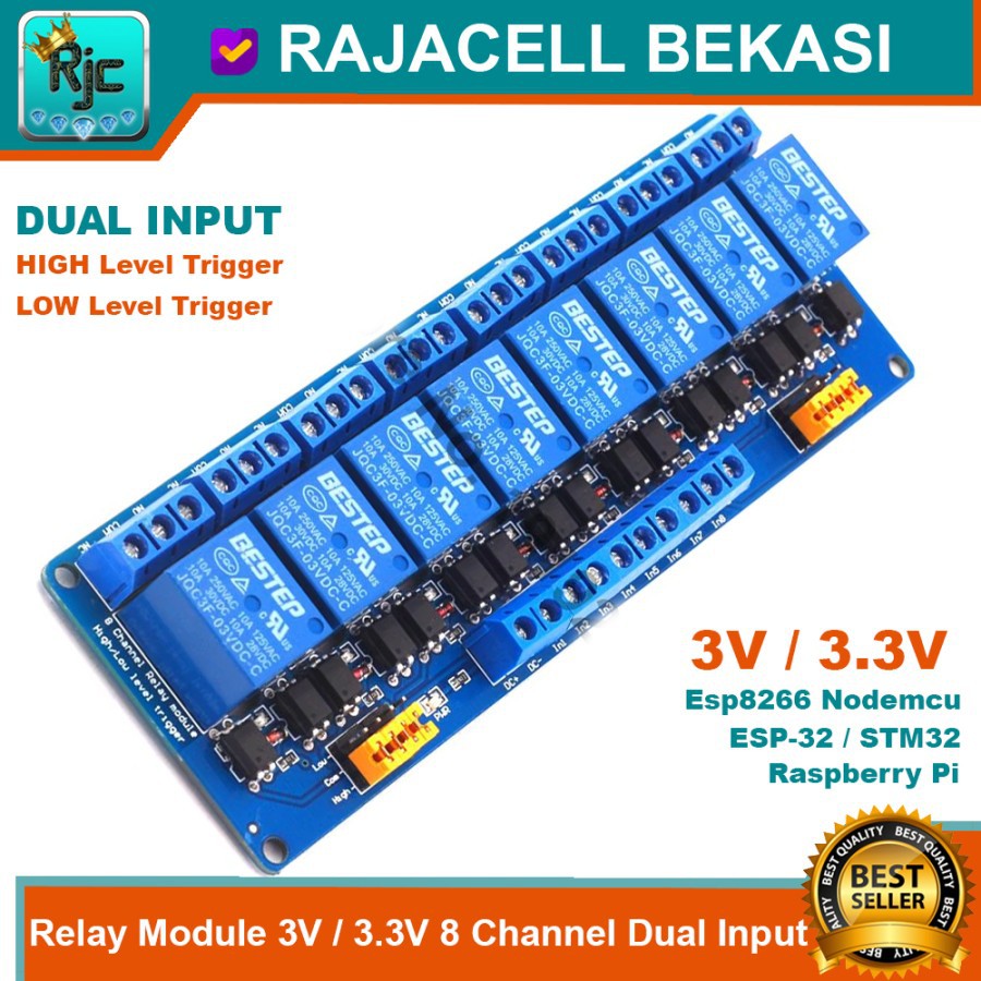 Jual Relay Module 3.3V 3V 8 Channel Dual Input High Low Trigger for ESP8266 | Shopee Indonesia