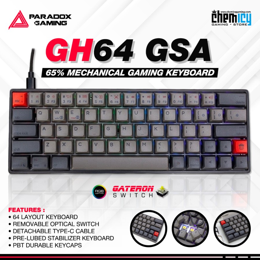 Jual Paradox Gaming GH64 GSA Mechanical Gaming Keyboard | Shopee Indonesia