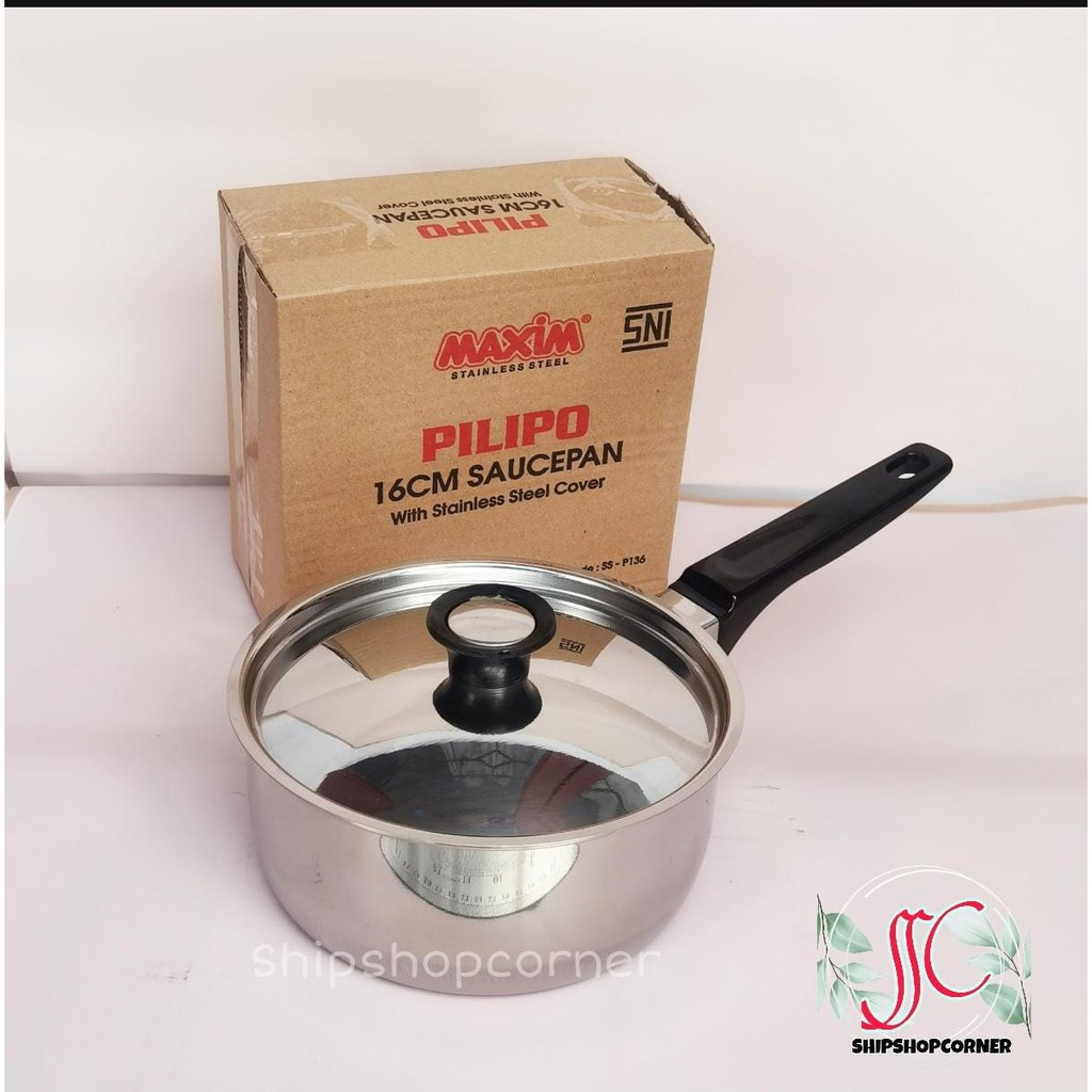 Jual Maxim Panci susu stainless/sauce pan + tutup stainless 16cm PILIPO ...