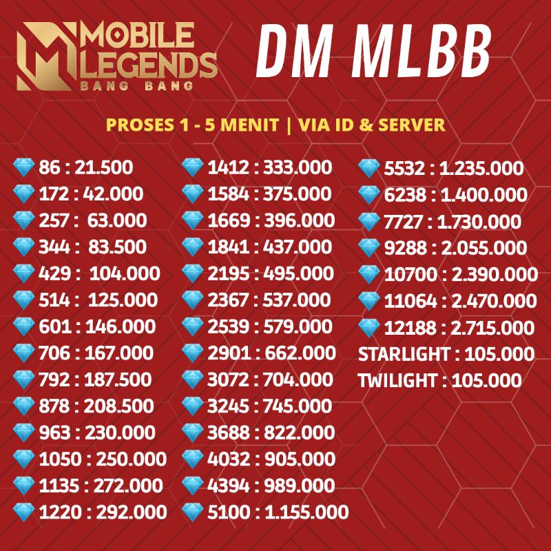 Jual TOPUP DIAMOND MOBILE LEGENDS DM ML MURAH MLBB | Shopee Indonesia