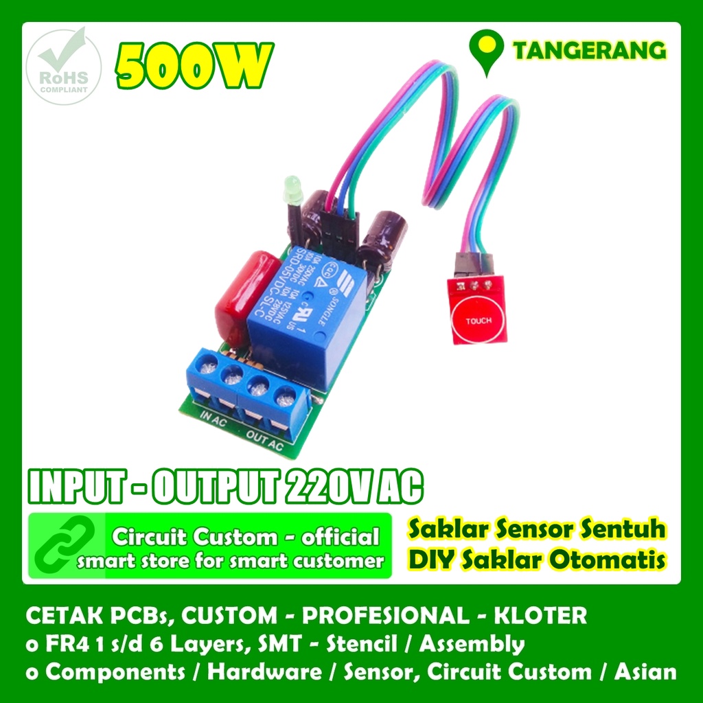 Jual Saklar Sensor Sentuh Otomatis AC 220V 500W DIY Touch Sensor ...