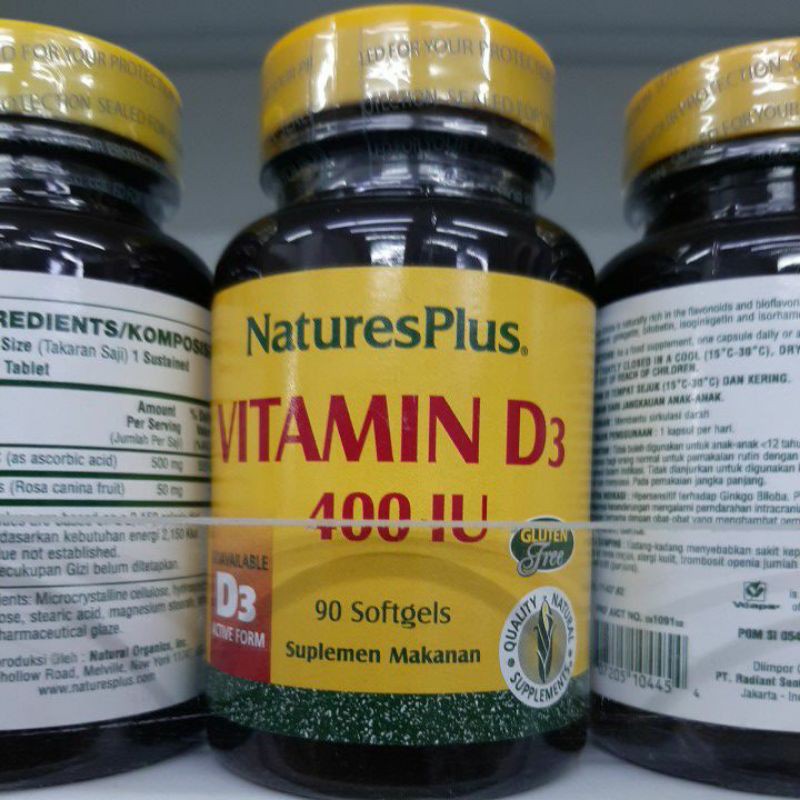 Jual Natures Plus Vitamin D3 400 IU @90 softgels | Shopee Indonesia