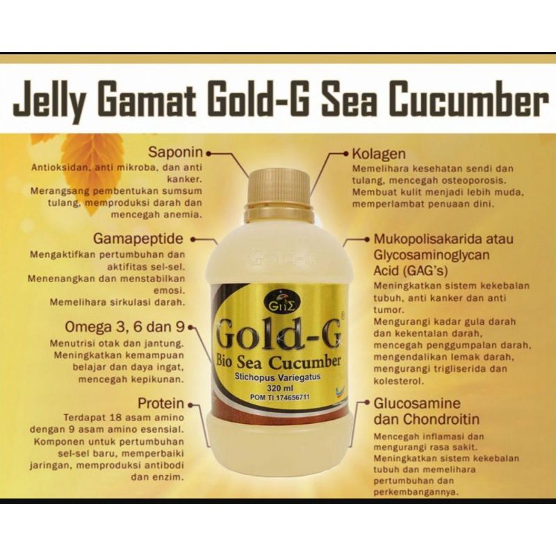 Jual Gold - G Bio Sea Cucumber Jelly Gamat Teripang - 500 ml | Shopee Indonesia