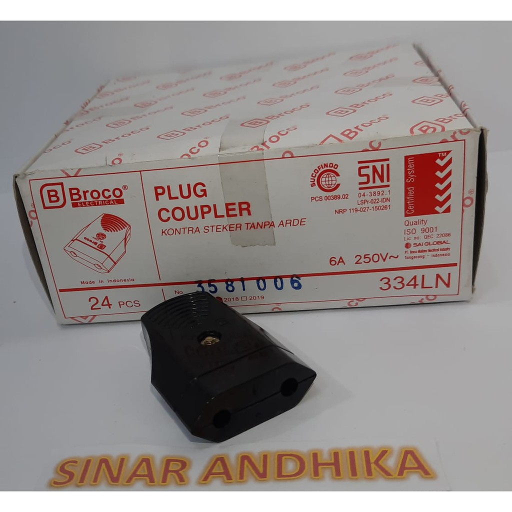 Jual KONTRA STEKER/ COLOKAN FEMALE GEPENG HITAM BROCO 334LN | Shopee ...