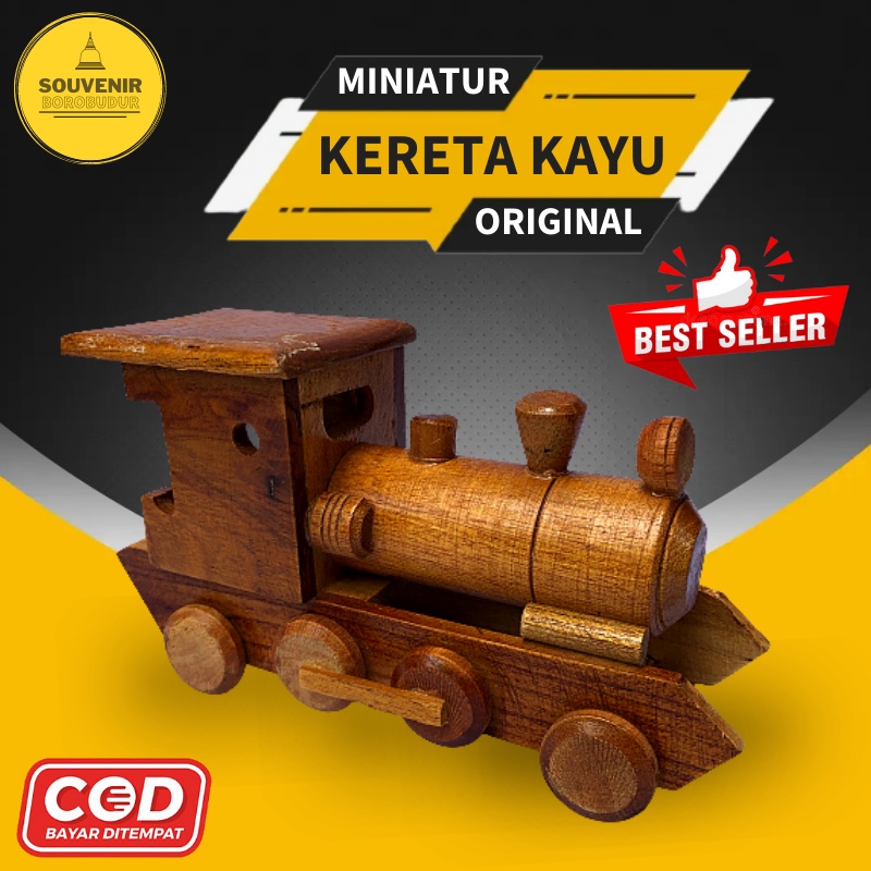 Jual Miniatur Lokomotif Kereta Api Kuno Kayu Jati Pajangan Kamar ...
