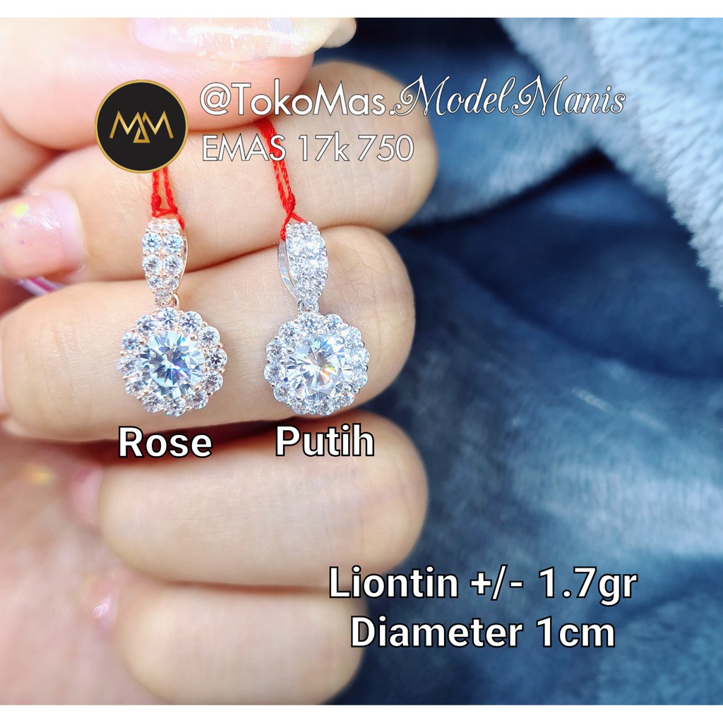 Jual Liontin diamond looks emas putih dan rosegold 750 kadar 17K ...