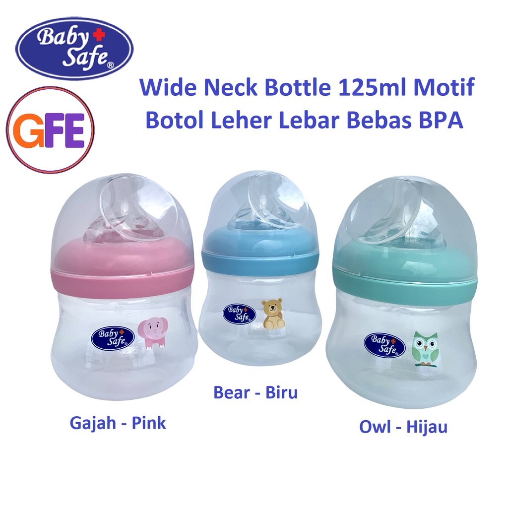 Jual Baby Safe Botol Susu 125ml Wide Neck Bottle bebas BPA Polos WN01 ...