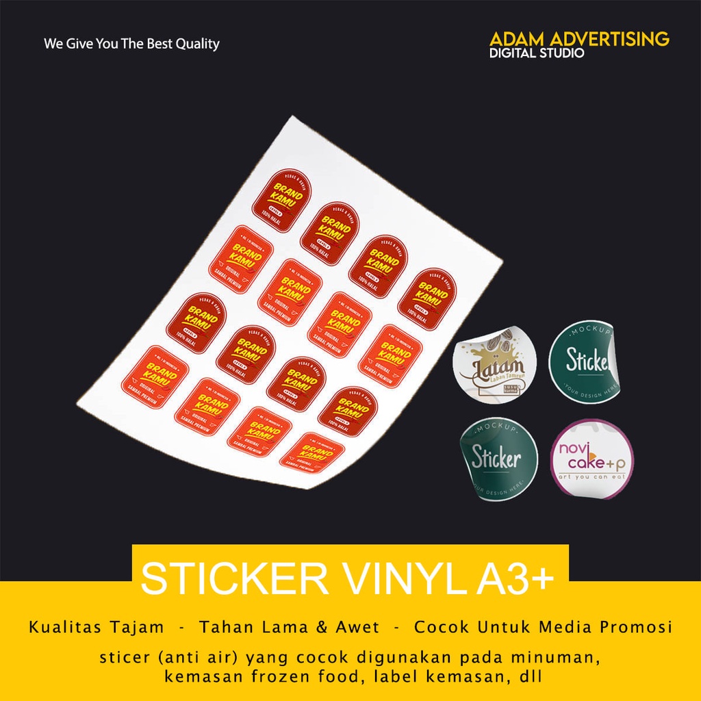 Jual CETAK STICKER VINYL A3+ MURAH DESAIN CUSTOM | Shopee Indonesia