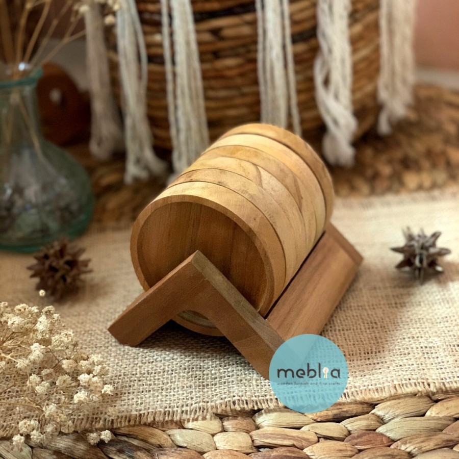 Jual Terra Teak Wood Coaster Set Tatakan gelas Kayu Jati Set dengan ...