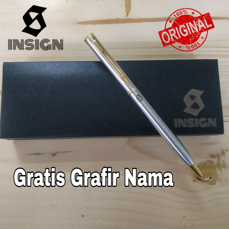 Jual original ballpoint pulpen besi insign model putar exclusive gratis ...