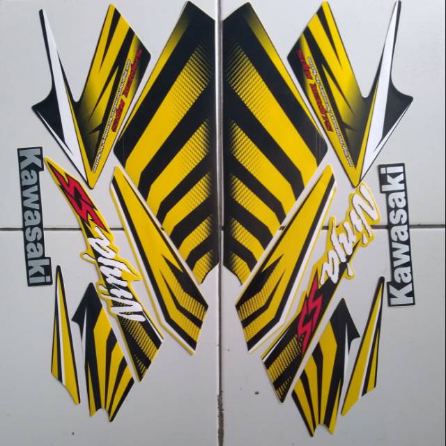 Jual stiker striping kawasaki ninja ss 2014 hitam kuning | Shopee Indonesia