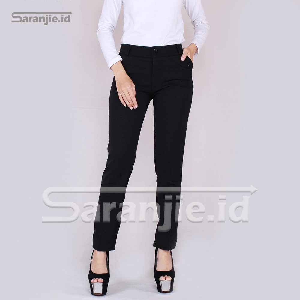 Jual CELANA BAHAN HITAM DAN WARNA WANITA KANTOR FORMAL DASAR KAIN ...