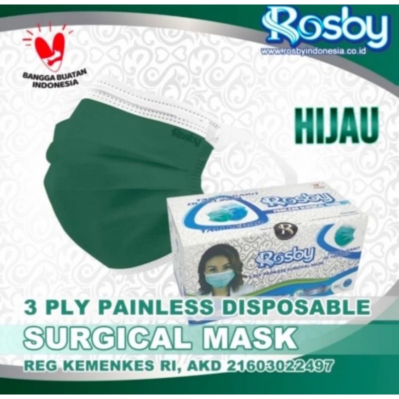 Jual Masker Dewasa Prime Surgical Mask Rosby anti debu tali lebar anti ...