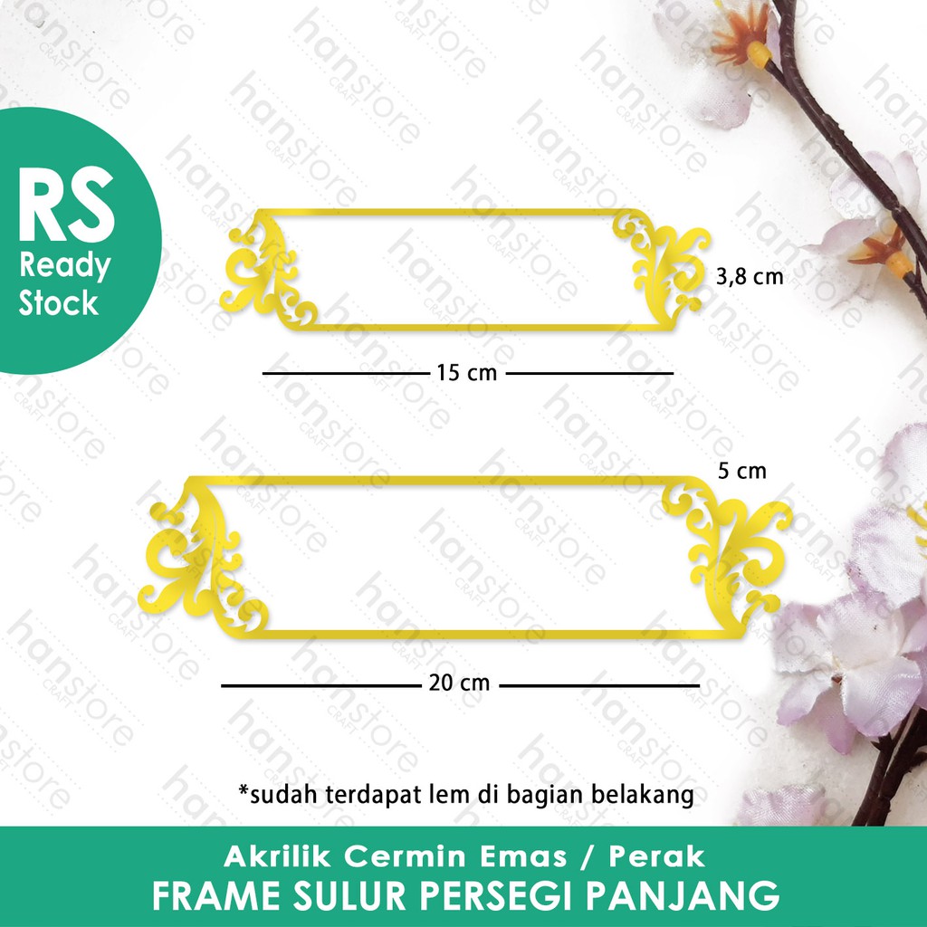 Jual RS Frame Sulur Persegi Panjang Akrilik Cermin Emas/Perak ...